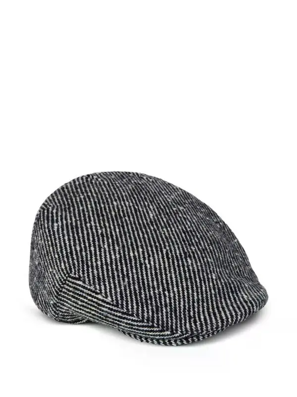 Paul Smith Linen Stripe Flat Cap - Black