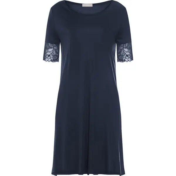Hanro Azelia Lace Trim Tencel Nightgown - Deep Navy
