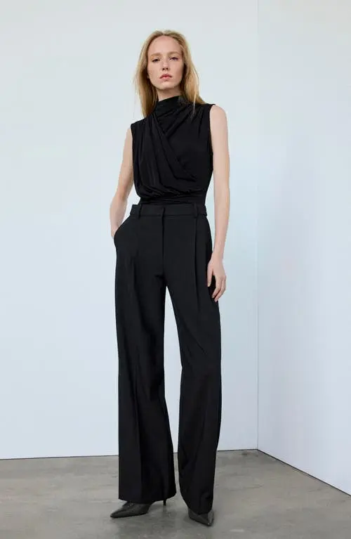 Mango Chiffon Drape Sleeveless Top