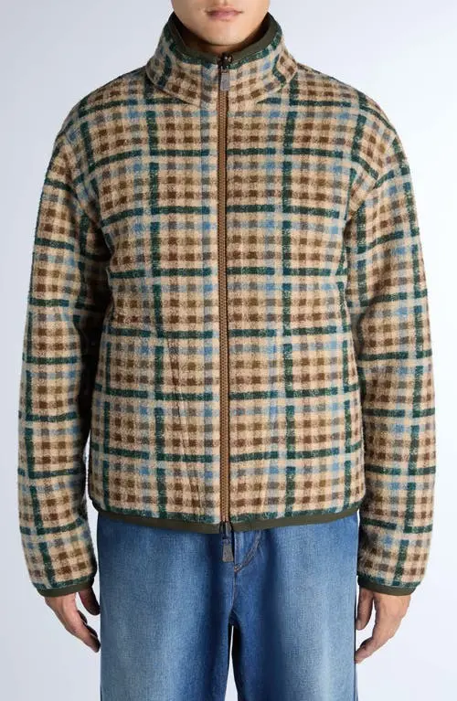 Moncler Fleece Zip Up Cardigan - Plaid