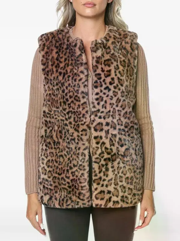 Dkny Leopard-print Faux-fur Vest