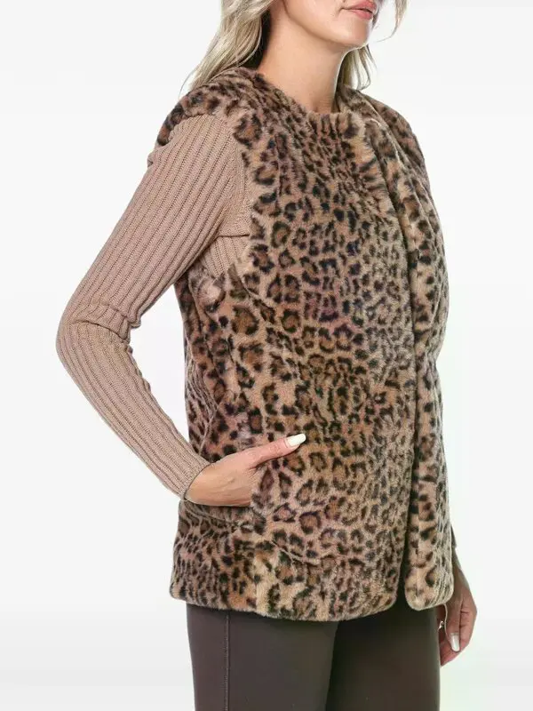 Dkny Leopard-print Faux-fur Vest