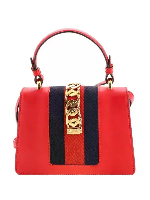 Gucci Sylvie Top Handle Bag Leather Mini Satchel