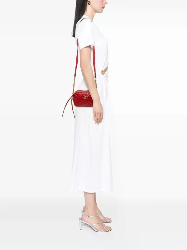 Gucci 2016-2026 Mini Gg Marmont Matelasse Calfskin Crossbody Bag - Red