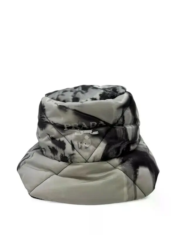 Prada Quilted Camouflage-print Bucket Hat - Grey