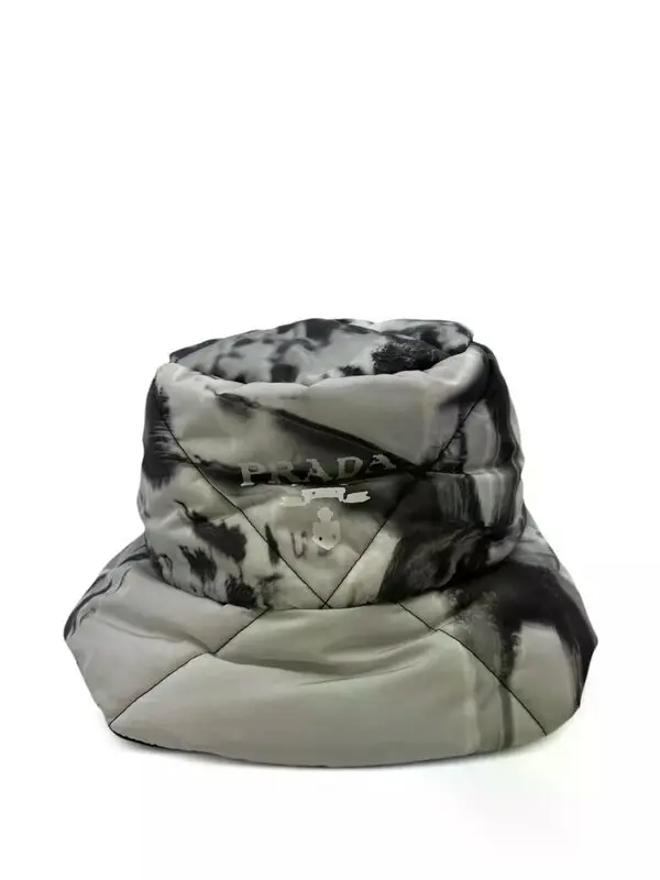 Prada Quilted Camouflage-print Bucket Hat - Grey