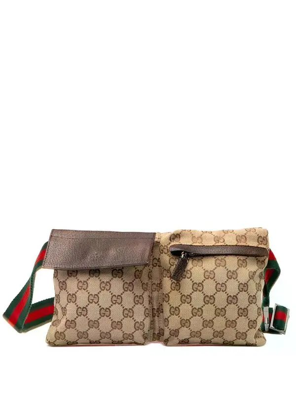 Gucci 2000-2015 Gg Canvas Web Double Pocket Belt Bag - Neutrals
