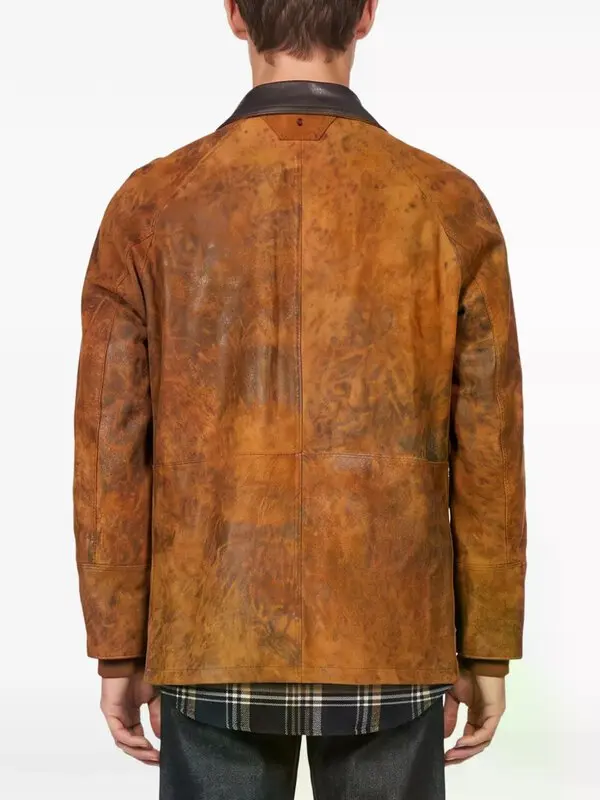 SALVATORE SANTORO Distressed-effect Leather Coat