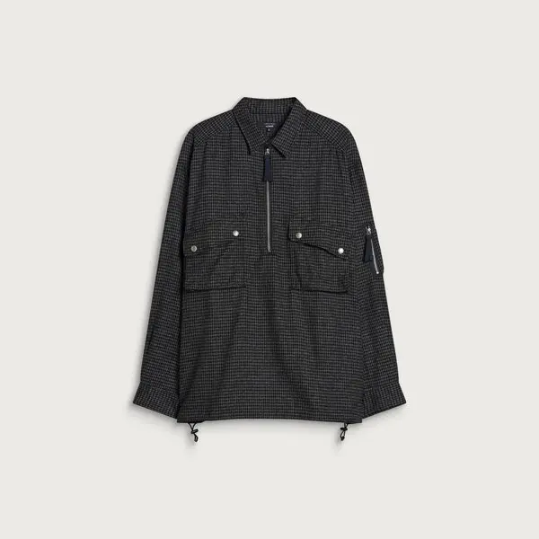 Comme Des Garçons Half Zip Micro Gingham Shirt