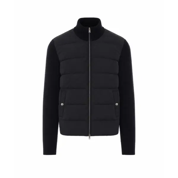 Herno Wool Jacket With A Waffle Knit Texture And Nylon - Black