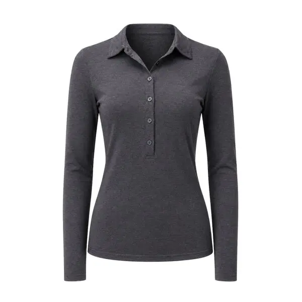 ATS THE LABEL Kian Button Collar Top - Grey