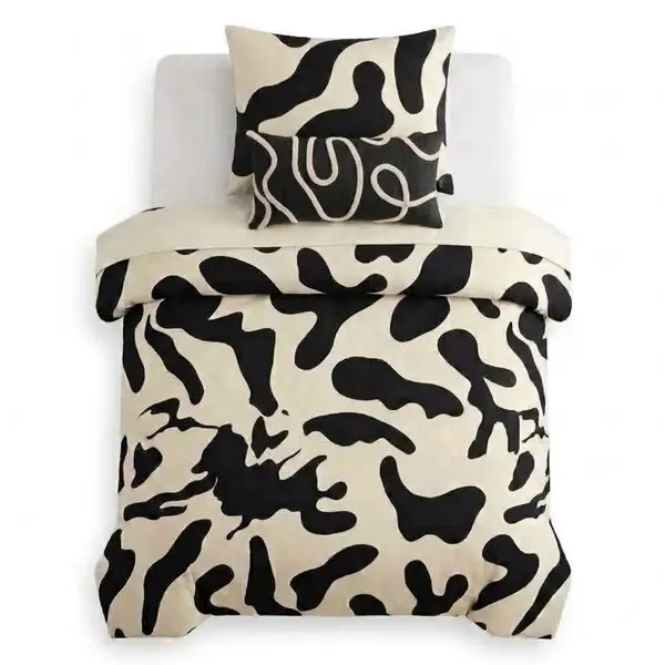 PURE PARIMA Bebeteen Ebony And Ivory Reversible Comforter Set - Black
