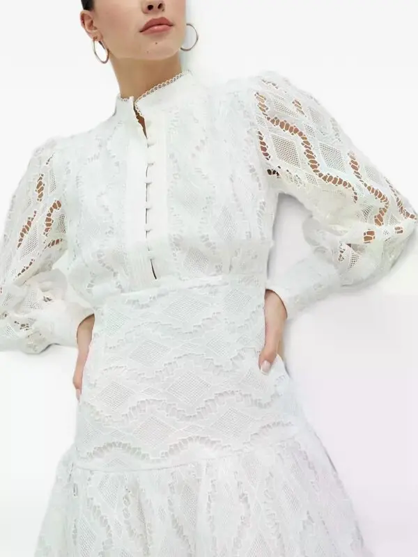 Bardot Lace-overlay Ruffled Mini Dress - White