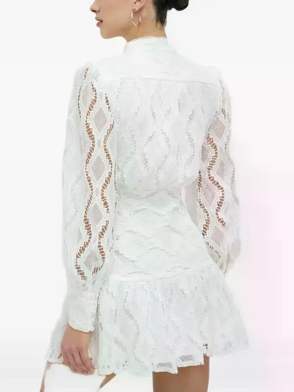 Bardot Lace-overlay Ruffled Mini Dress