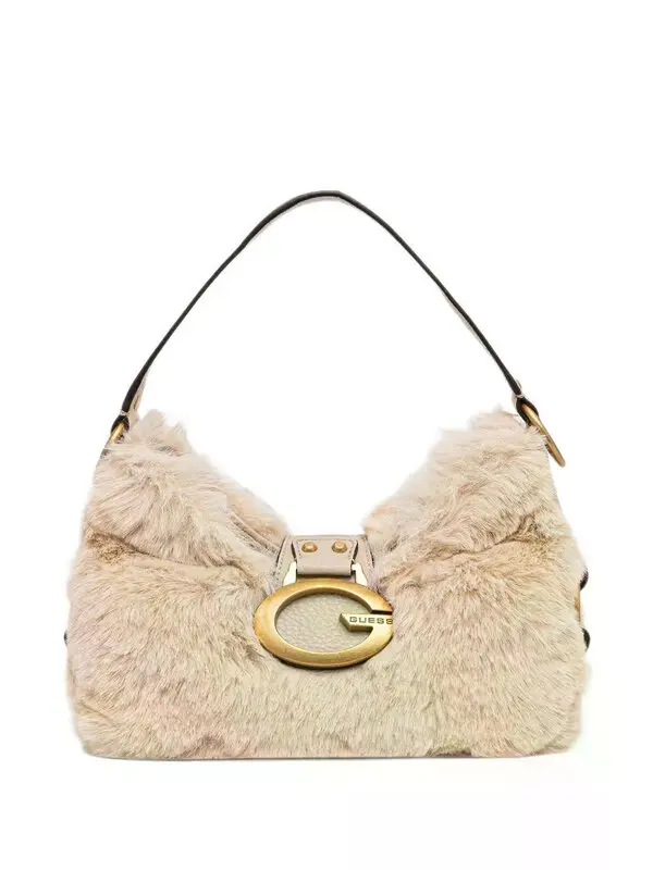 Guess Camden Mini Faux Fur Shoulder Bag - Neutrals