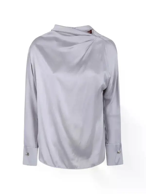 Max Mara Draped Silk Shirt - Grey