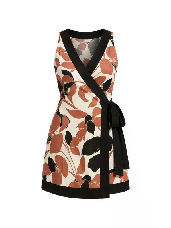 Seafolly Floral-print Wrap Mini Dress - Brown
