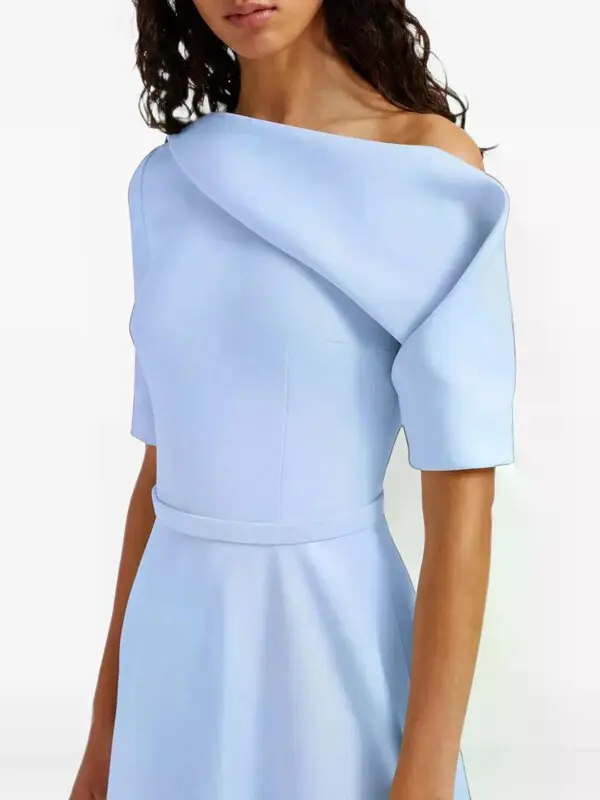 Safiyaa Asymmetric Draped A-line Midi Dress