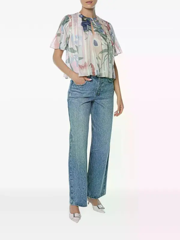 Ted Baker London Pleated Floral-print Top - Pink