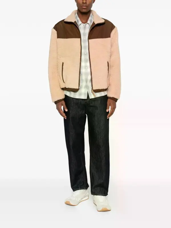 AMI Paris Fleece-texture Panelled Jacket - Neutrals