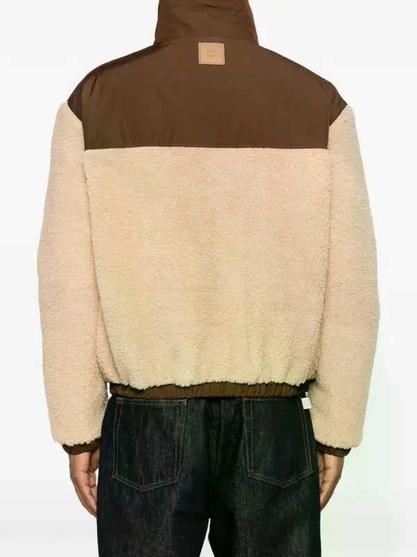 AMI Paris Fleece-texture Panelled Jacket - Neutrals