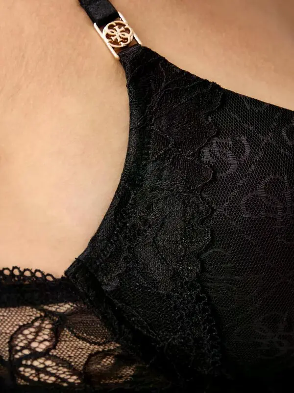 Guess Monogram-print Lace-trim Bra