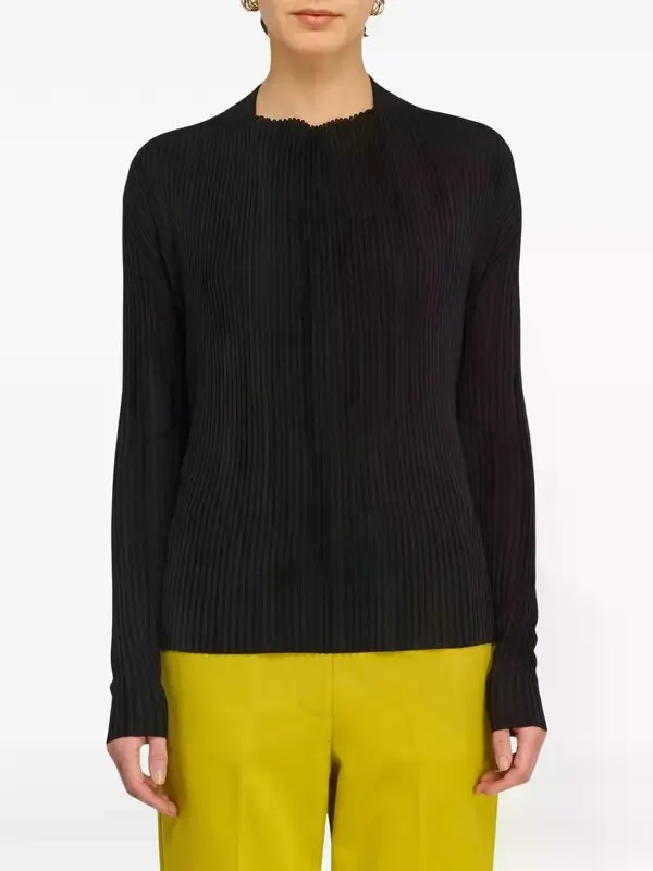 SEMICOUTURE Robertina Ribbed Scalloped-trim Sweater
