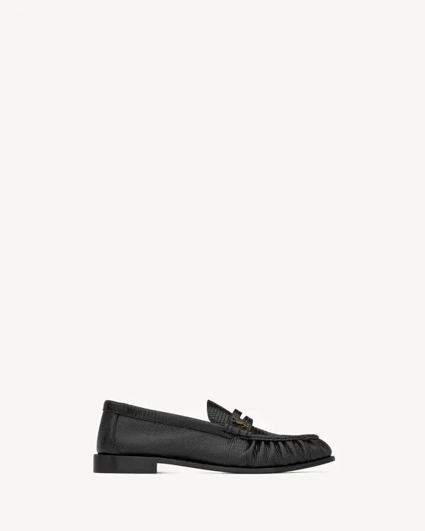 Saint Laurent Le Loafer Supple In Lizard - Black