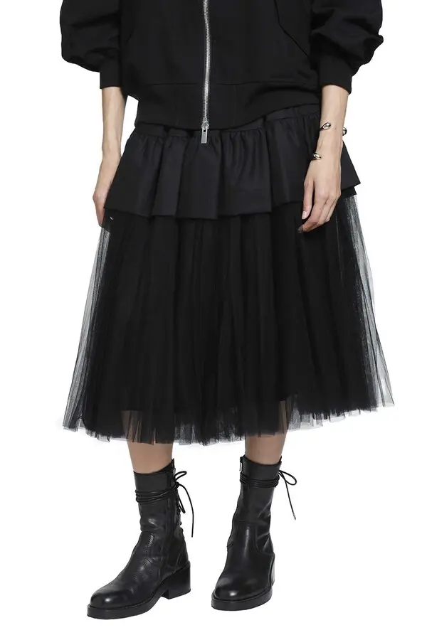 Noir Kei Ninomiya Tiered Gathered Midi Skirt