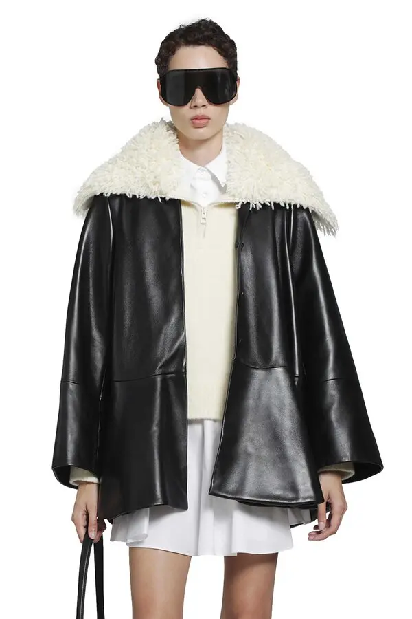 Loewe Nappa Lambskin Short Coat - Black