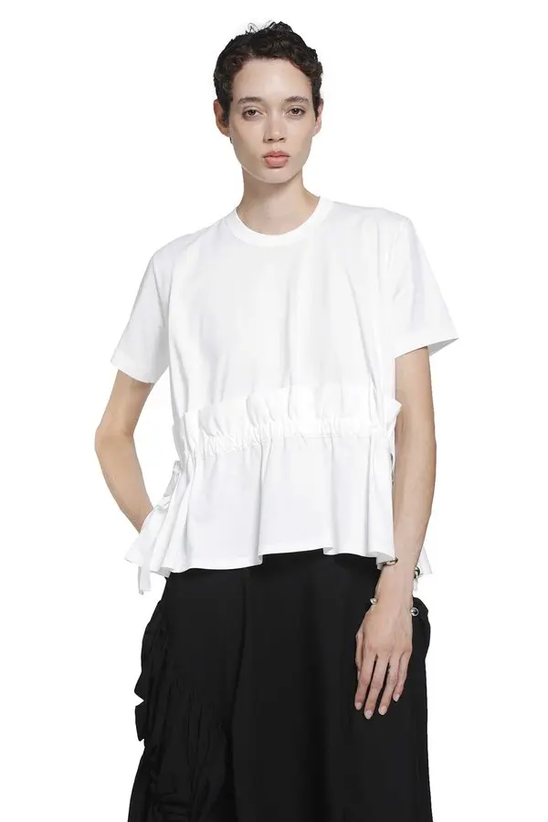 Noir Kei Ninomiya Gathered Cotton T-shirt