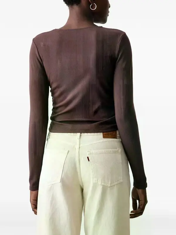 Guess Ribbed-knit Ruched-side T-shirt