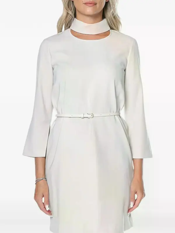 Armani Exchange Belted Three-quarter Sleeve Mini Dress