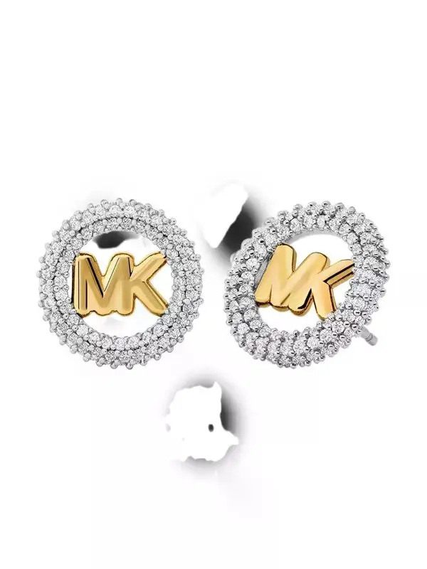 Michael Kors Small Pavé Logo-charm Two-tone Stud Earrings
