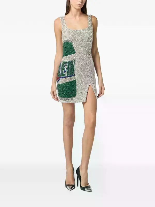 Philipp Plein Crystal-embellished Slit-detail Mini Dress