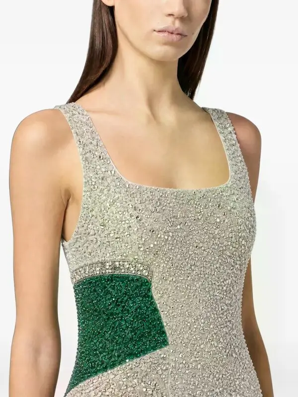 Philipp Plein Crystal-embellished Slit-detail Mini Dress