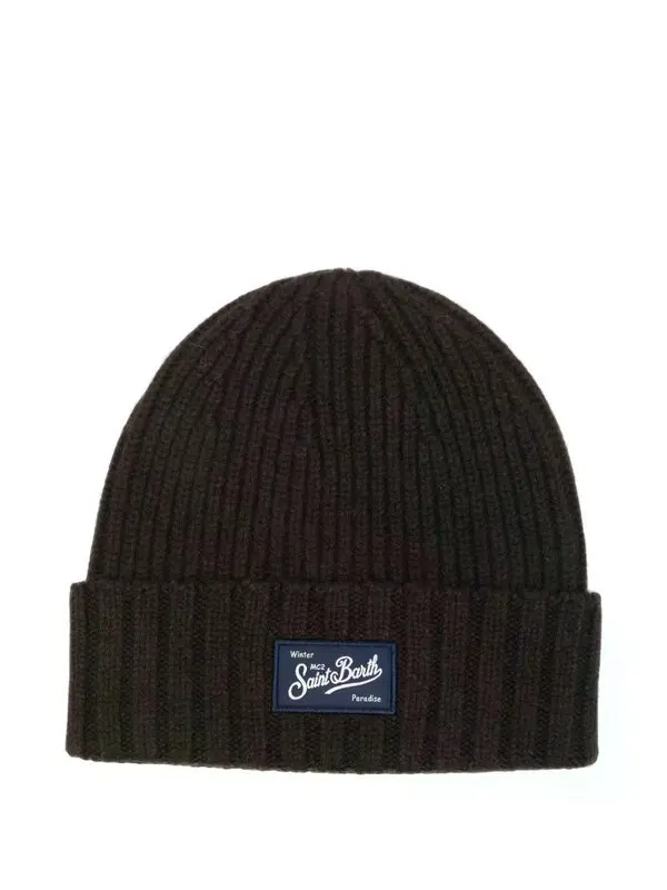 MC2 SAINT BARTH Sheldon Logo-patch Ribbed-knit Beanie Hat