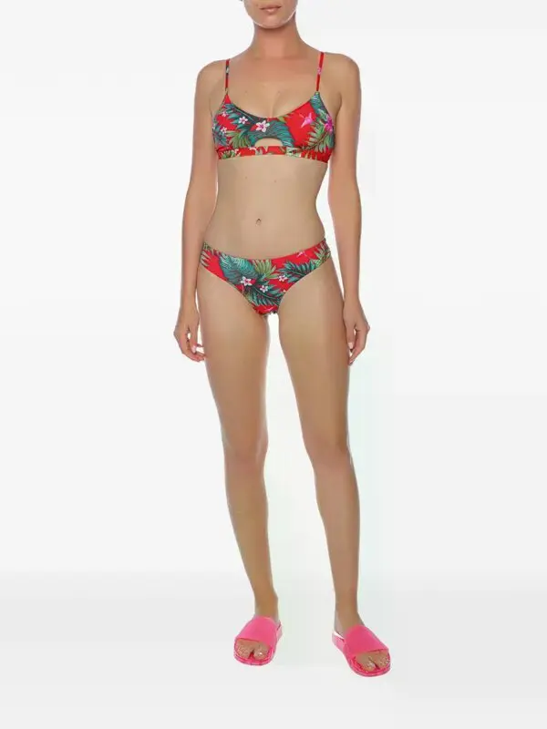 BANANA MOON Floral-print Cut-out Bikini Top