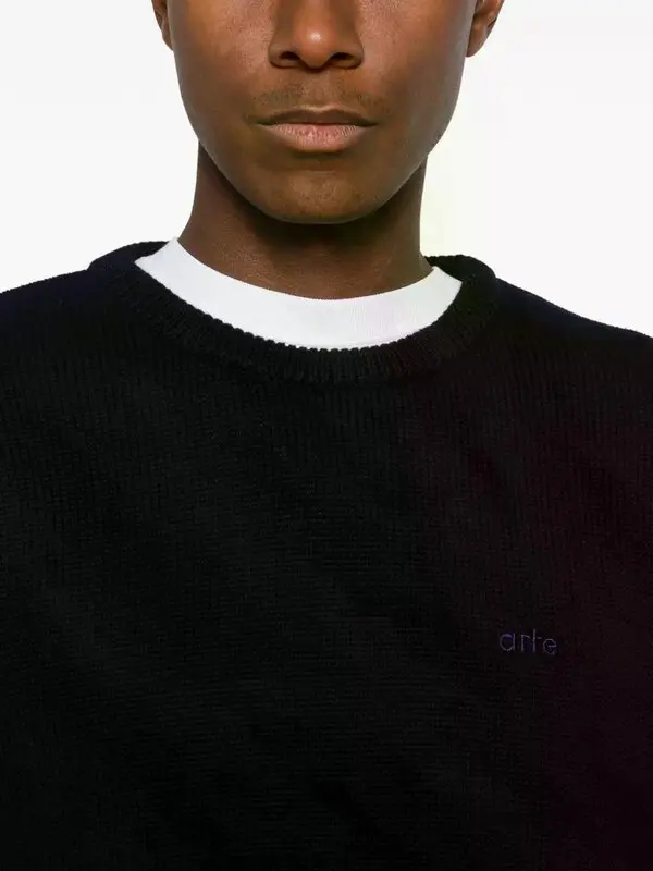 ARTE ANTWERP Logo-embroidered Ribbed-knit Sweater