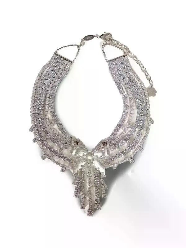SHUSHU/TONG Crystal-embellished Bow Necklace