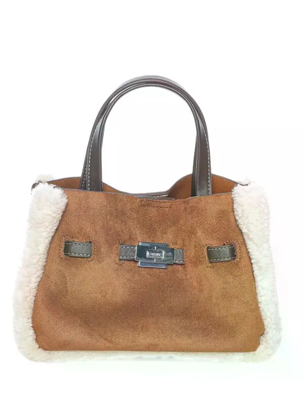 Dkny Bryar Shearling-trim Shoulder Bag - Brown