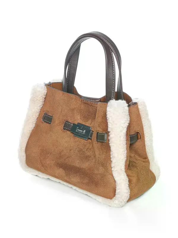 Dkny Bryar Shearling-trim Shoulder Bag - Brown