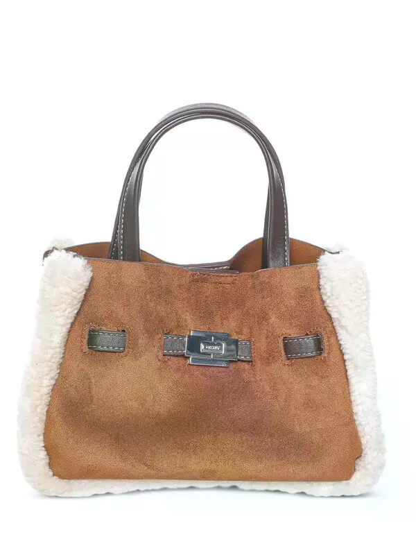 Dkny Bryar Shearling-trim Shoulder Bag - Brown