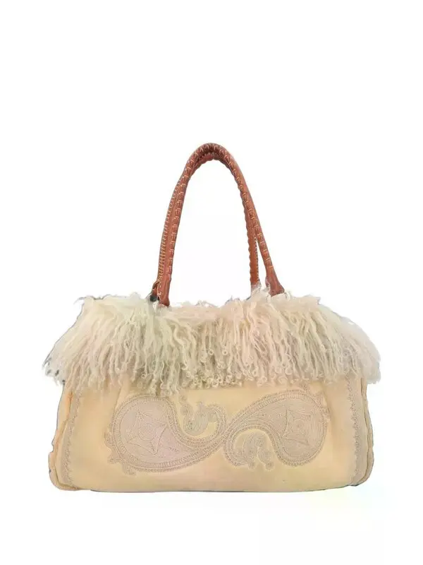 Ermanno Scervino Embroidered Shearling Tote Bag
