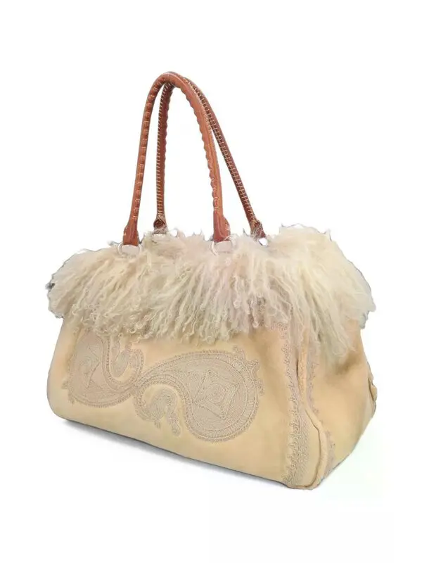 Ermanno Scervino Embroidered Shearling Tote Bag