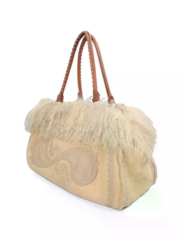 Ermanno Scervino Embroidered Shearling Tote Bag