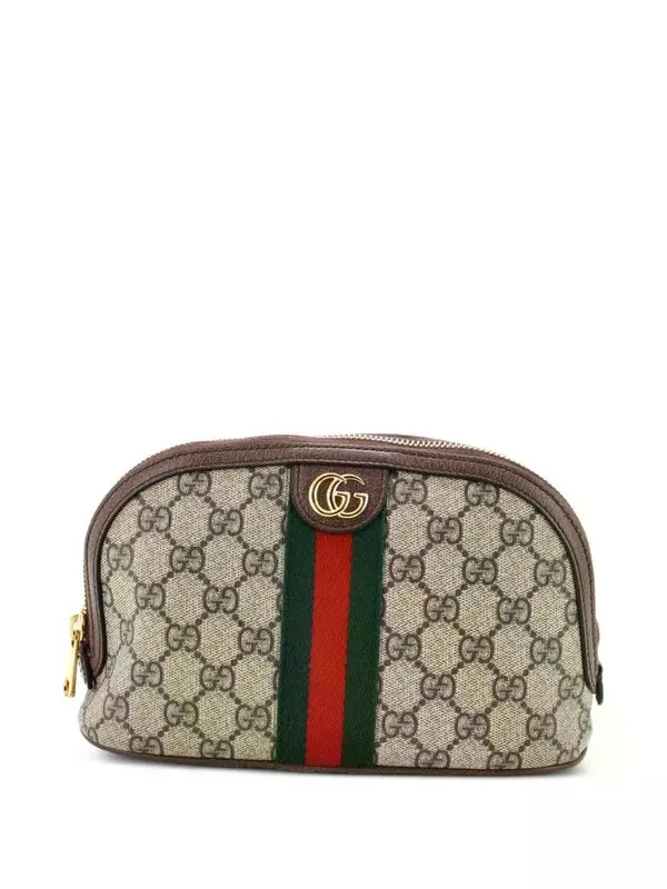 Gucci Ophidia Cosmetic Case Gg Coated Canvas Large Pouch - Brown