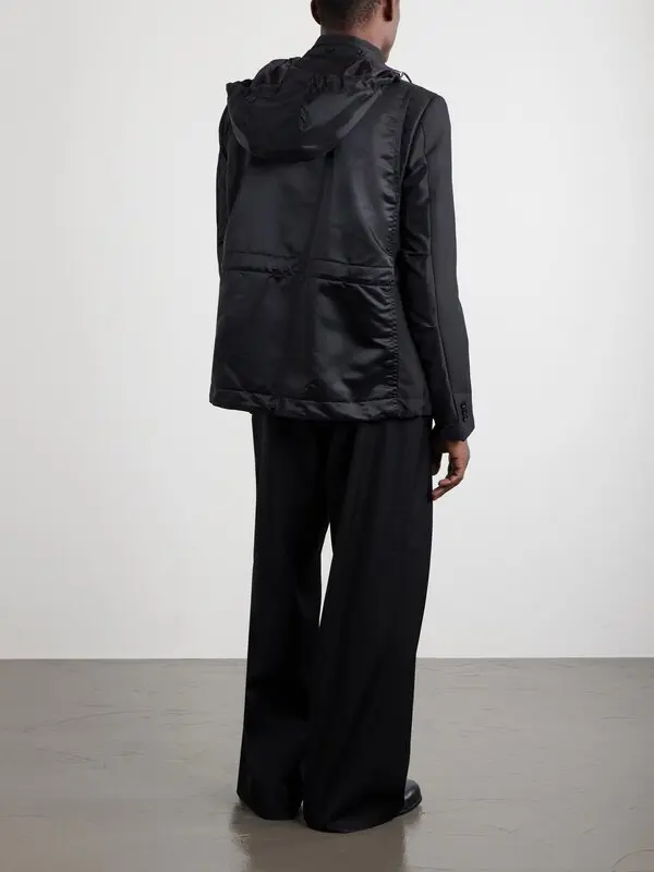 Sacai Grain De Poudre And Shell Hooded Blazer