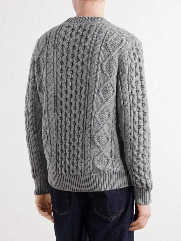 Anderson & Sheppard Aran Cable-knit Wool And Cashmere-blend Sweater
