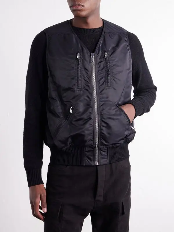 Rick Owens Two-piece Buckled Rib-trimmed Satin Bomber Jacket